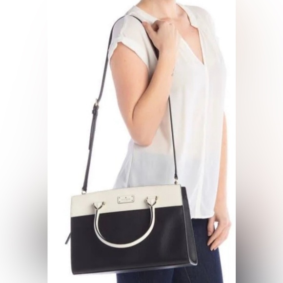 kate spade | Bags | Kate Spade Grove Street Black White Leather Satchel ...